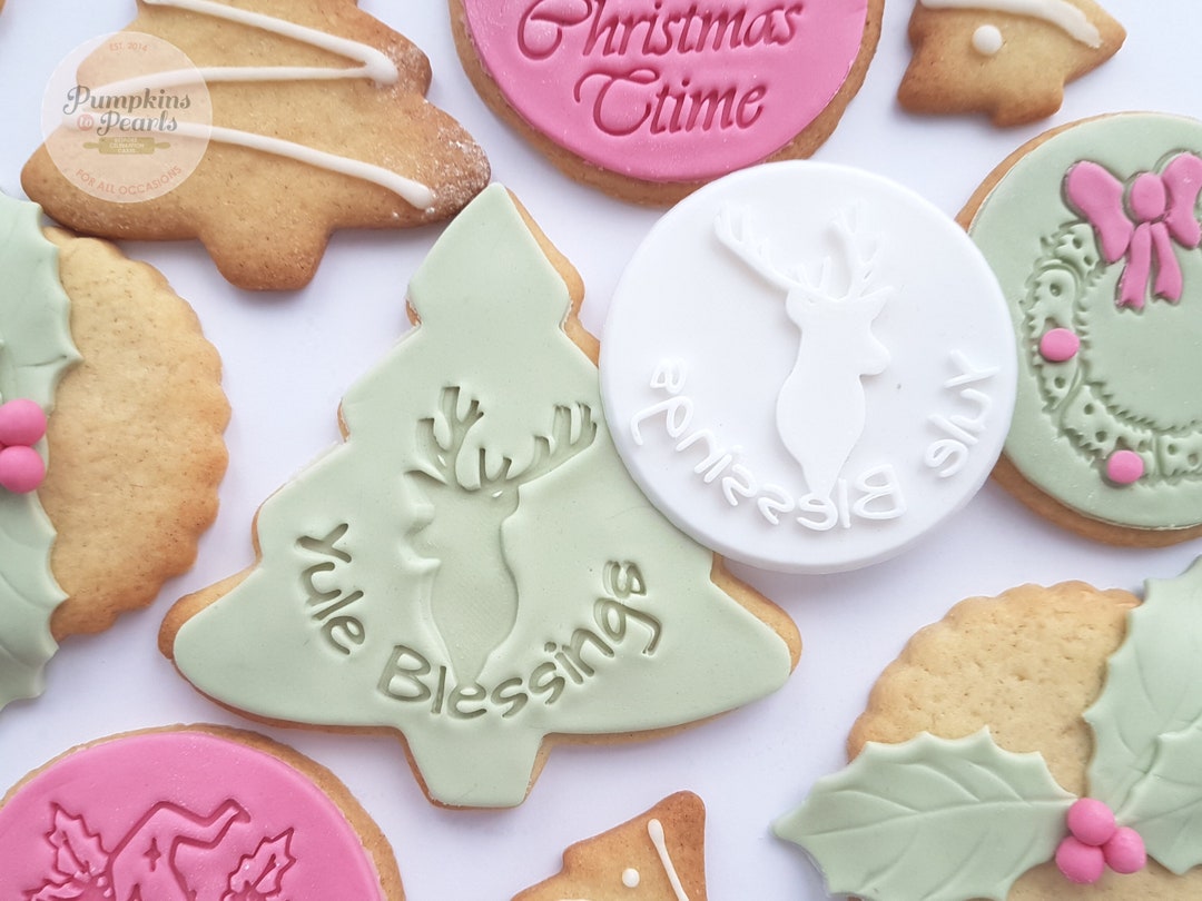 Stag Yule Blessings Icing Stamp for Cupcakes Christmas Fondant Embosser ...
