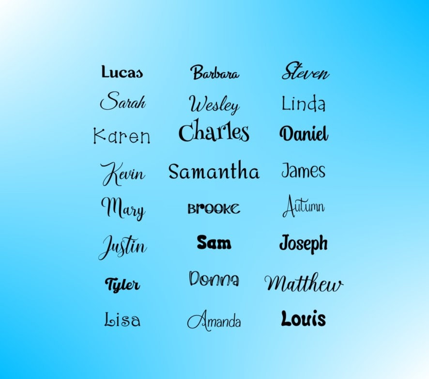 Custom Name/word in 45 Fonts Digital File Set 1 - Etsy