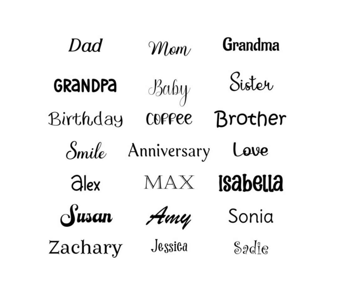 Custom Name/word in 45 Fonts Digital File Set 1 - Etsy