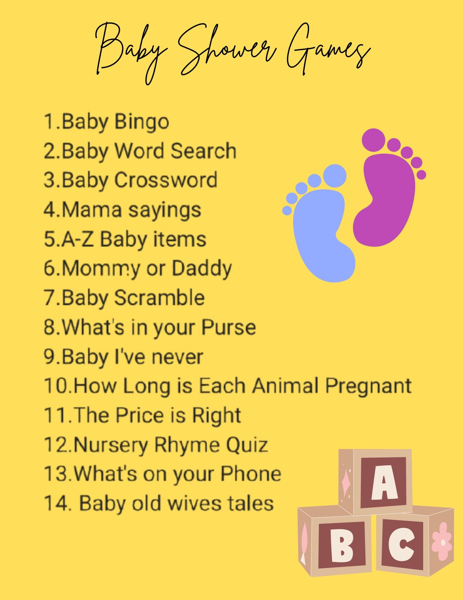 Personalized Baby Shower Activity Book. Baby Shower Game Booklet - Etsy