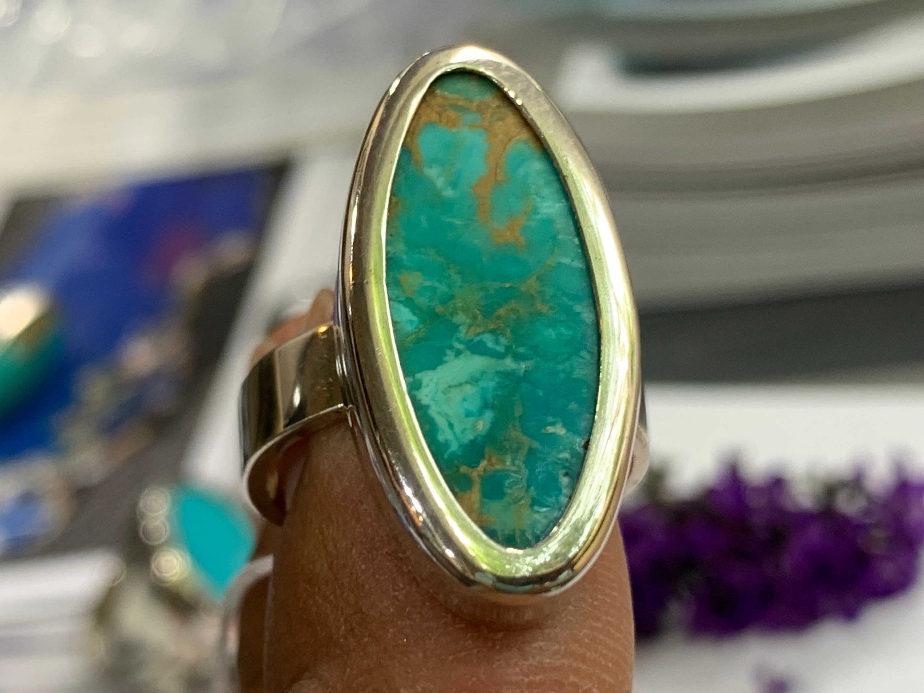 Real Turquoise Ring Silver 925 Sterling - Etsy UK