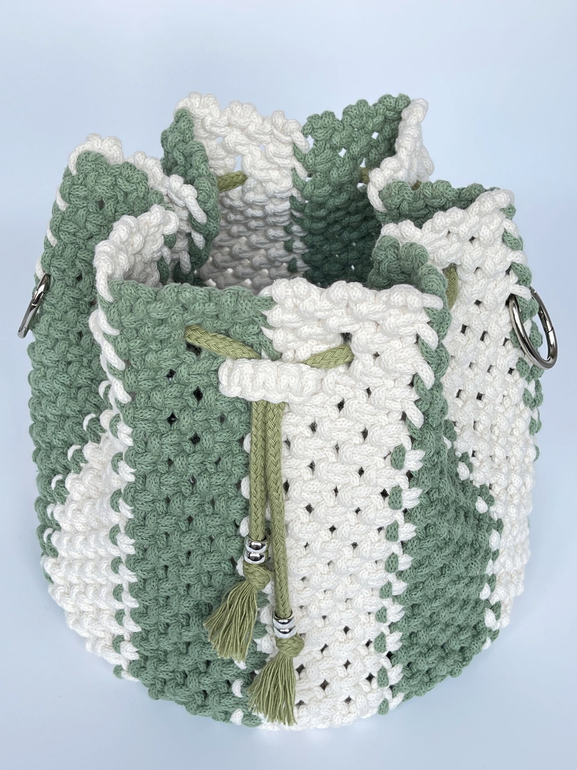 Sage Green Macrame Bucket Bag Handmade Macrame Boho - Etsy