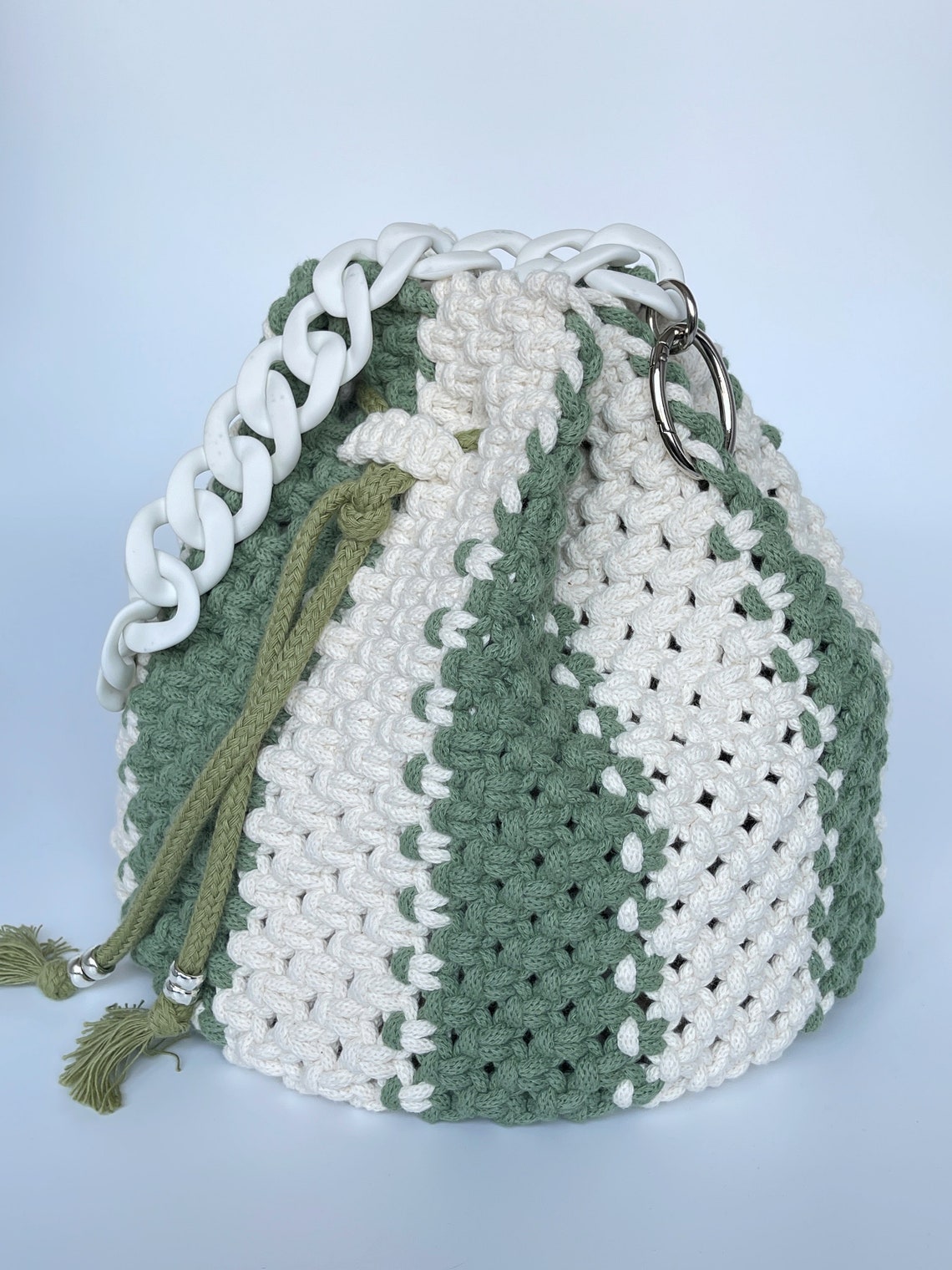 Sage Green Macrame Bucket Bag Handmade Macrame Boho - Etsy