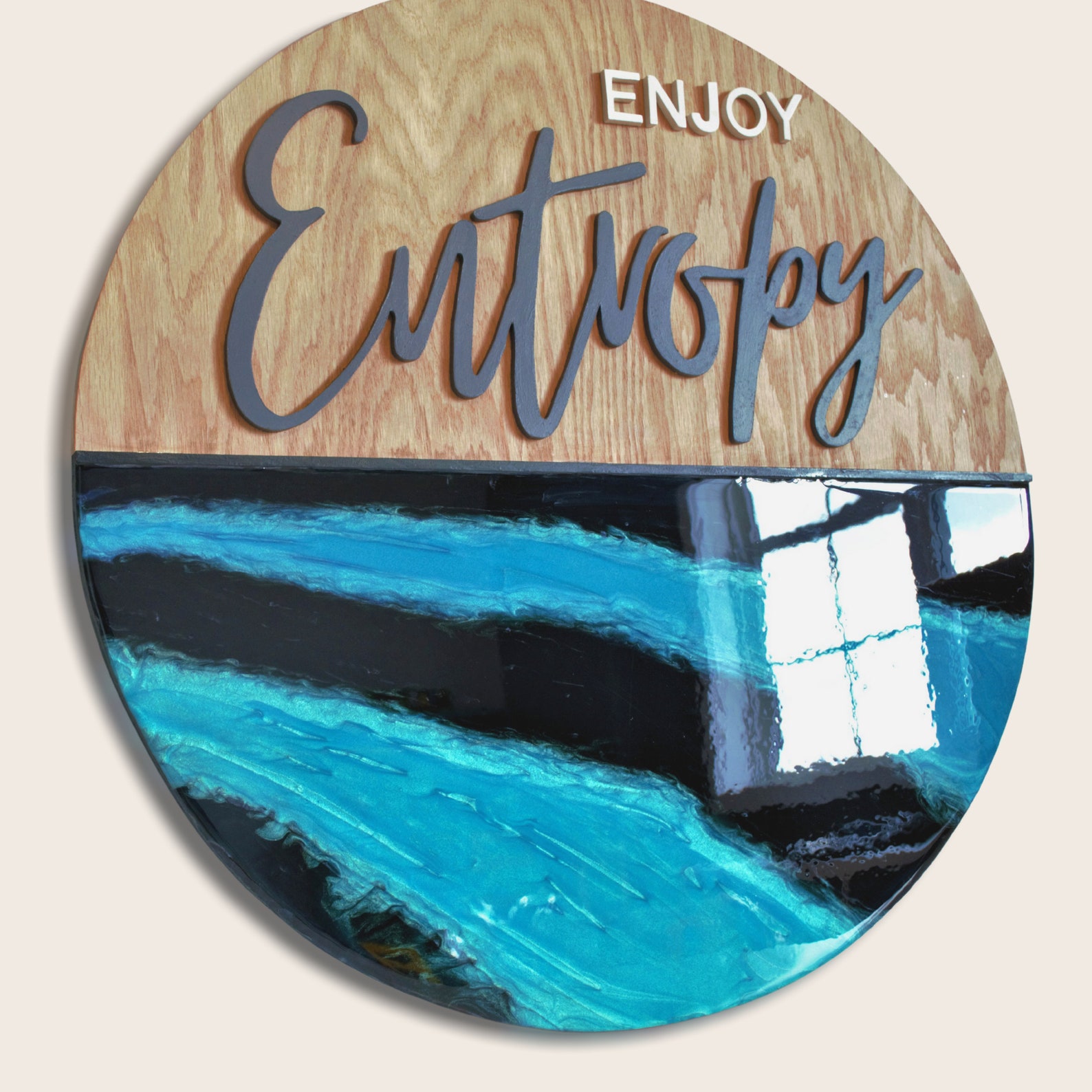 Resin and Wood Sign Custom Wall Decor Contemporary Resin Art | Etsy