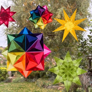 Window Stars Folding Tutorial Bundle - Transparent Modular Paper Stars ...