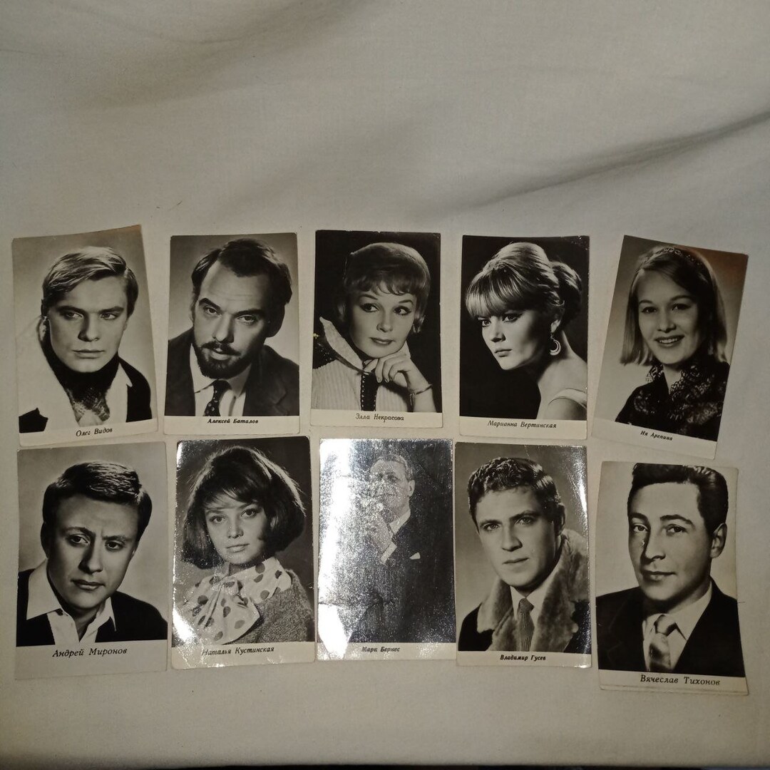 A Set of Small Black and White Retro Photos of Soviet Cinema Actors. A ...