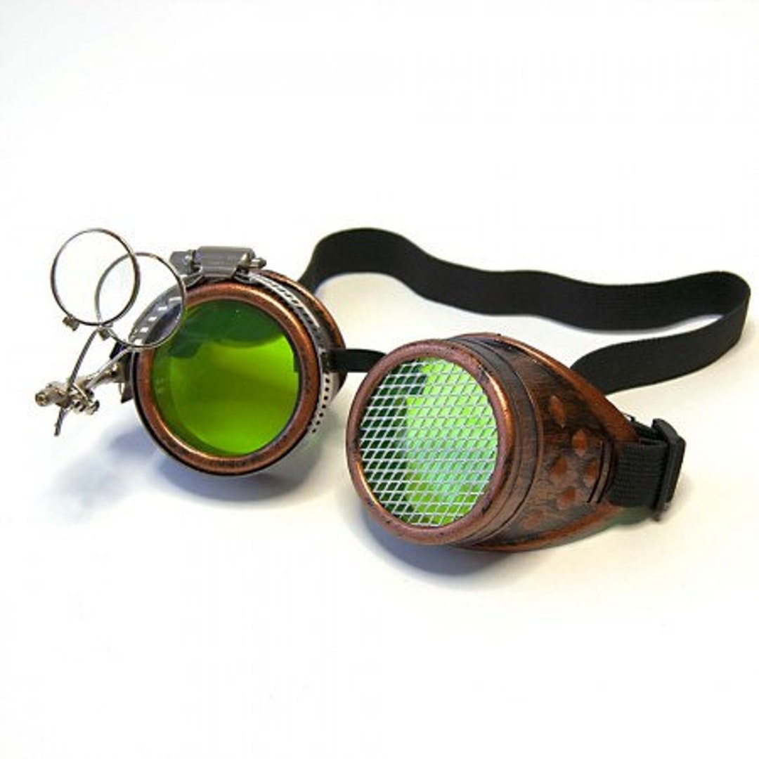 Glasses in Steampunk Style With Double Magnifying Glass and - Etsy