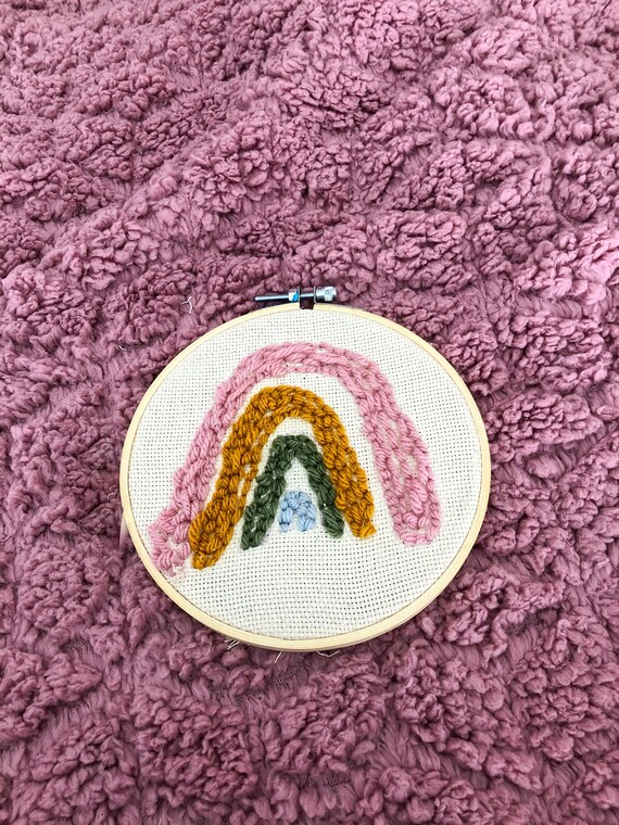 Pastel Rainbow Punch-needle Embroidery | Etsy