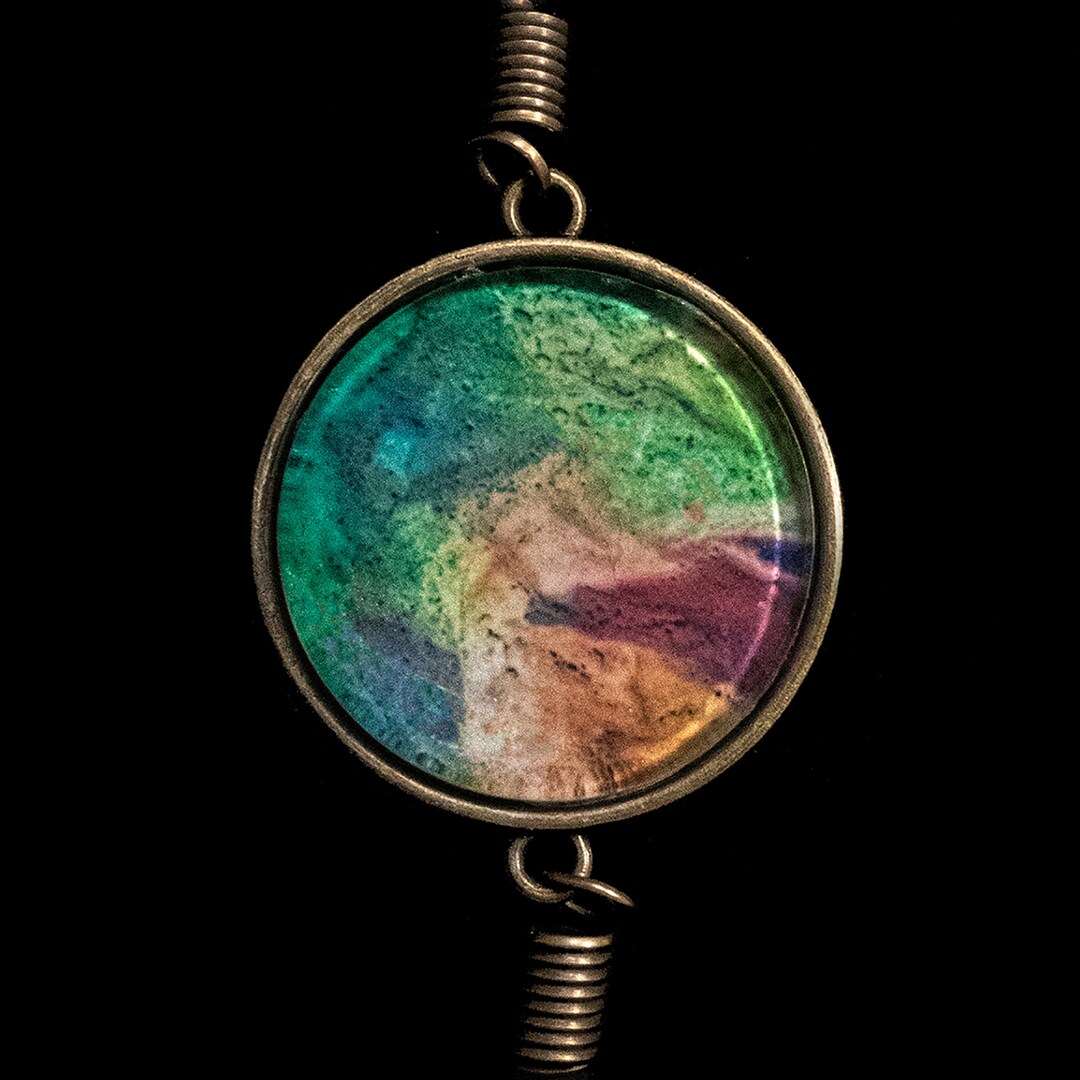 Bracelet, Glass Cabochon, Original Design, Handmade, Painting, Jewelry ...