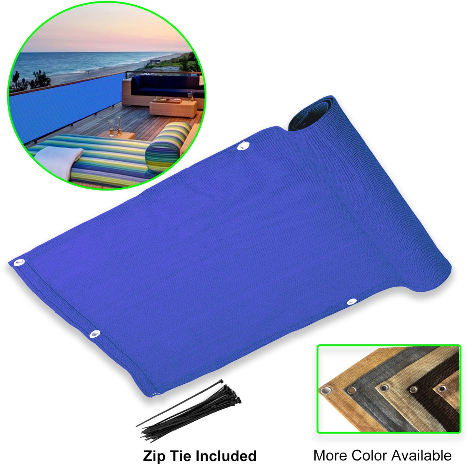 Balcony Privacy Screen Cover Blue Gray Brown/khaki Mesh - Etsy