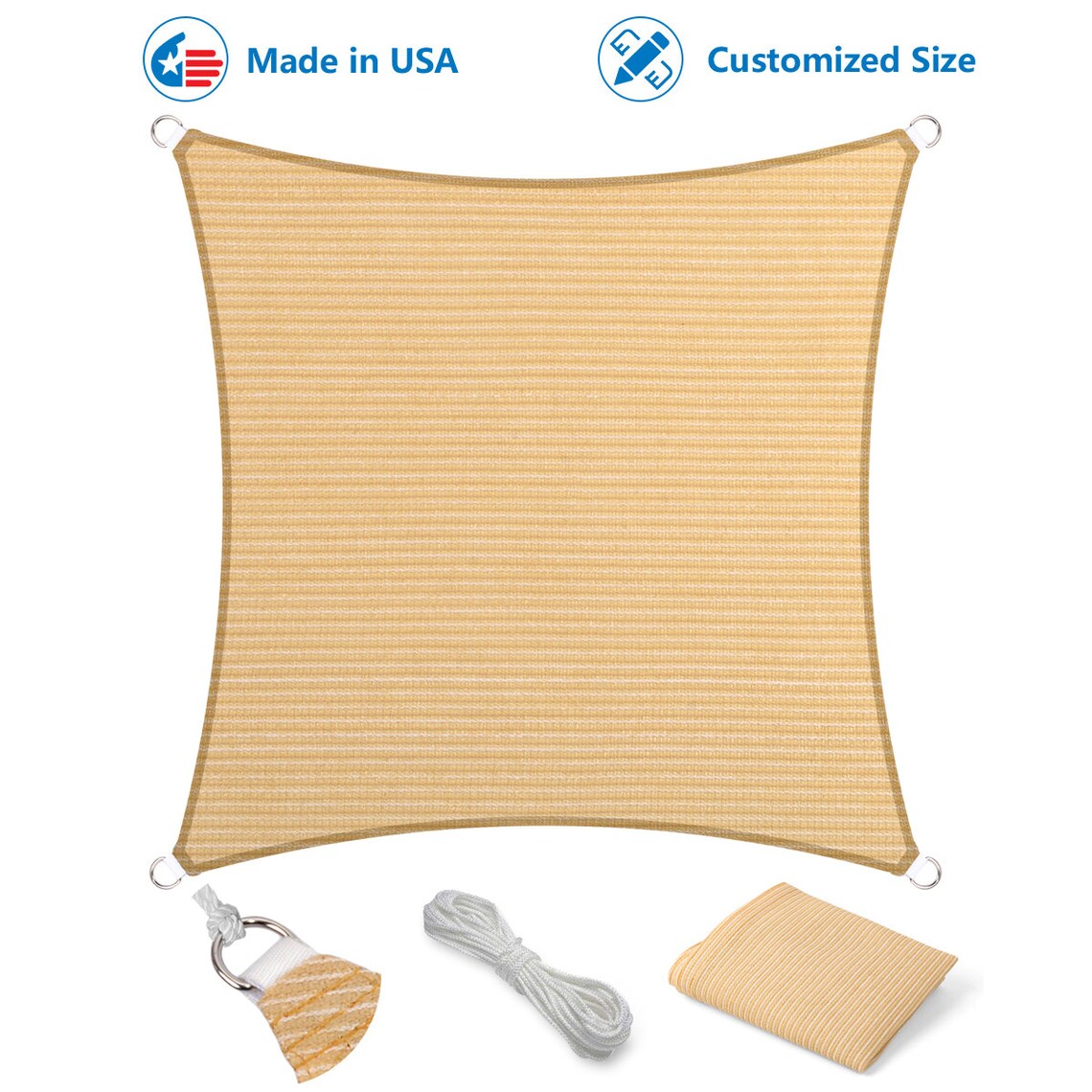 Eden's Decor Curved Square Sun Shade Sail UV Block Fabric for Patio ...