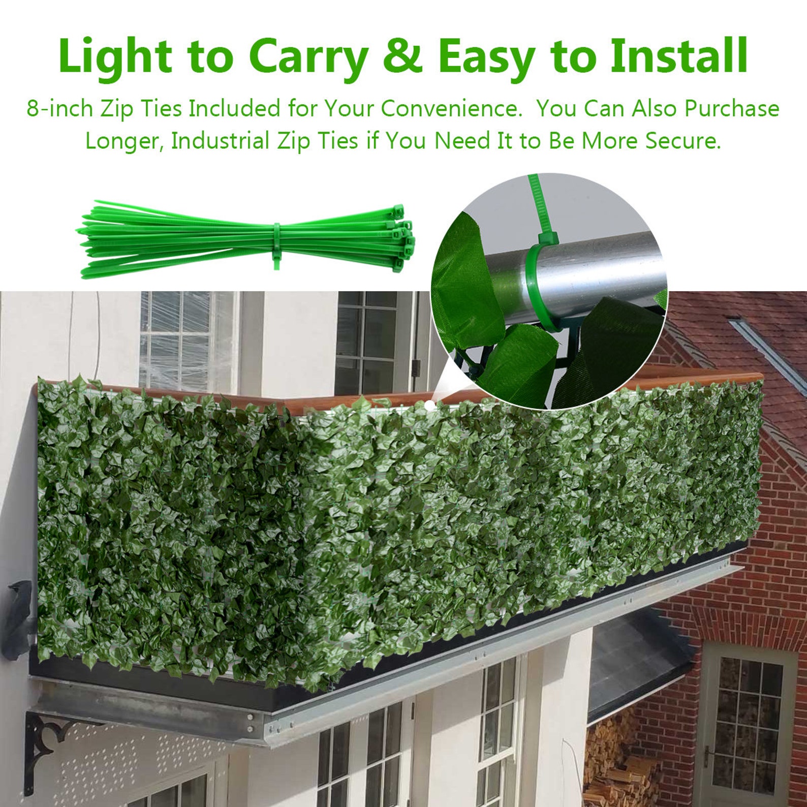 Eden's Decor Artificial Ivy Privacy Fence Screen 120"x40", Faux Ivy ...