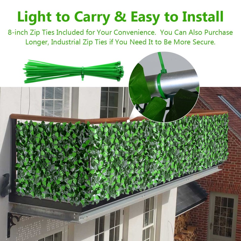 Eden's Decor Artificial Ivy Privacy Fence Screen 120"x40", Faux Ivy ...