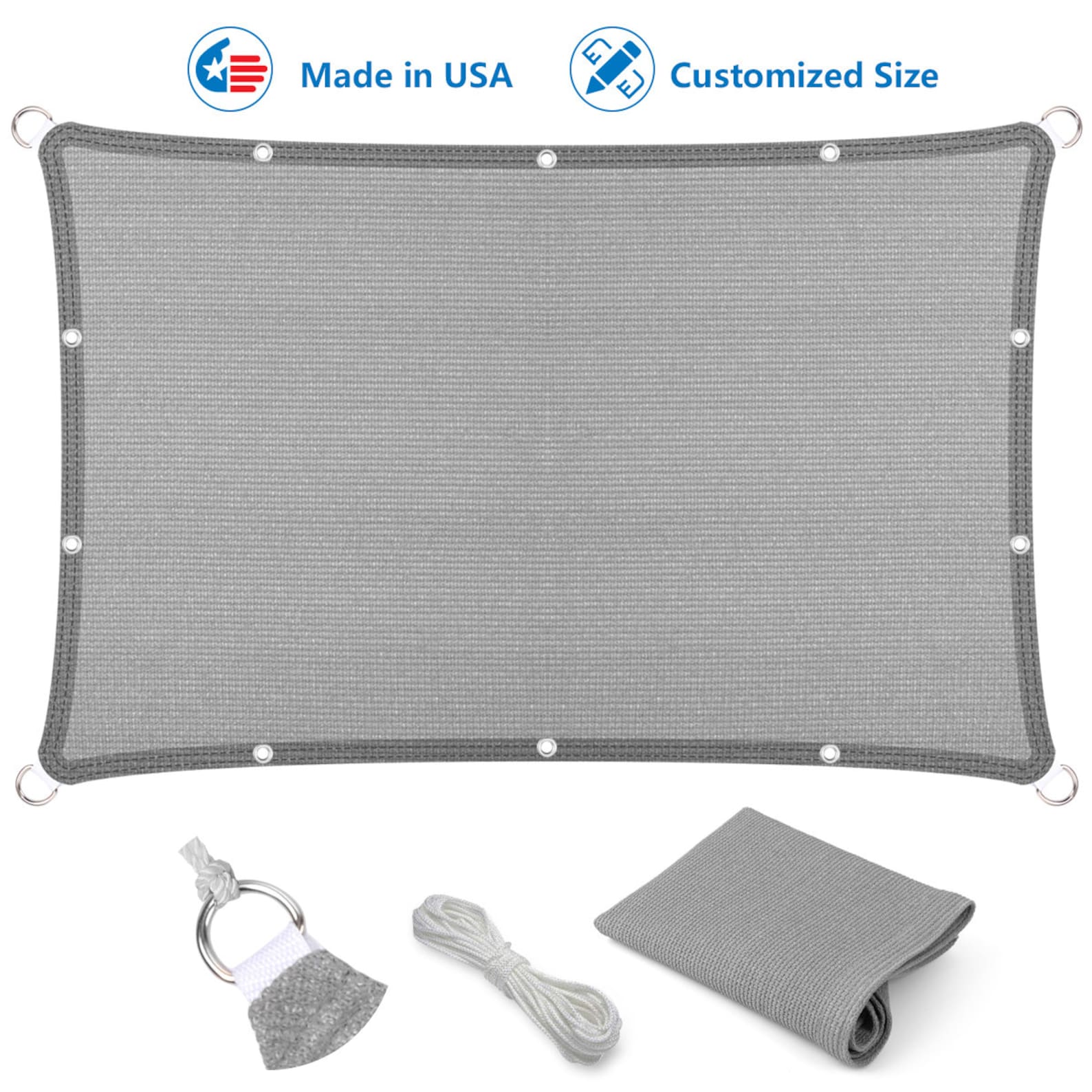 Straight Flat Edge Sun Shade Sail With Grommets, Pergola Shade Cover ...