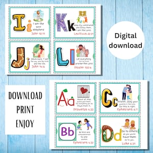 Alphabet Bible Verses Flashcards, Educational Flashcard, ABC Printable ...