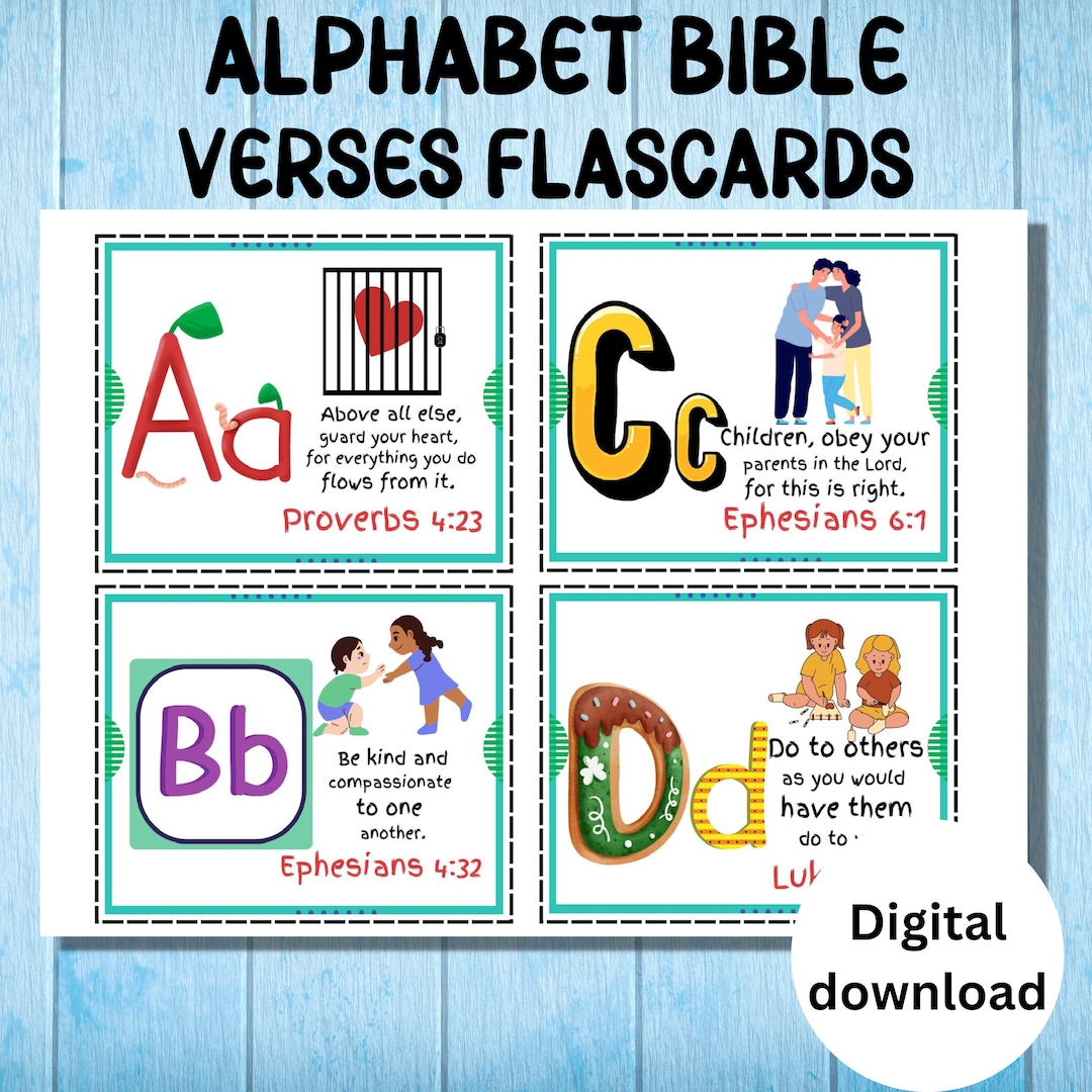Alphabet Bible Verses Flashcards, Educational Flashcard, ABC Printable ...