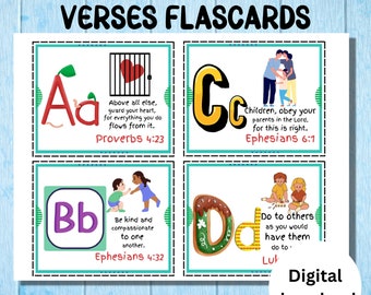 Alphabet Bible Verses Flashcards, Educational Flashcard, ABC Printable ...