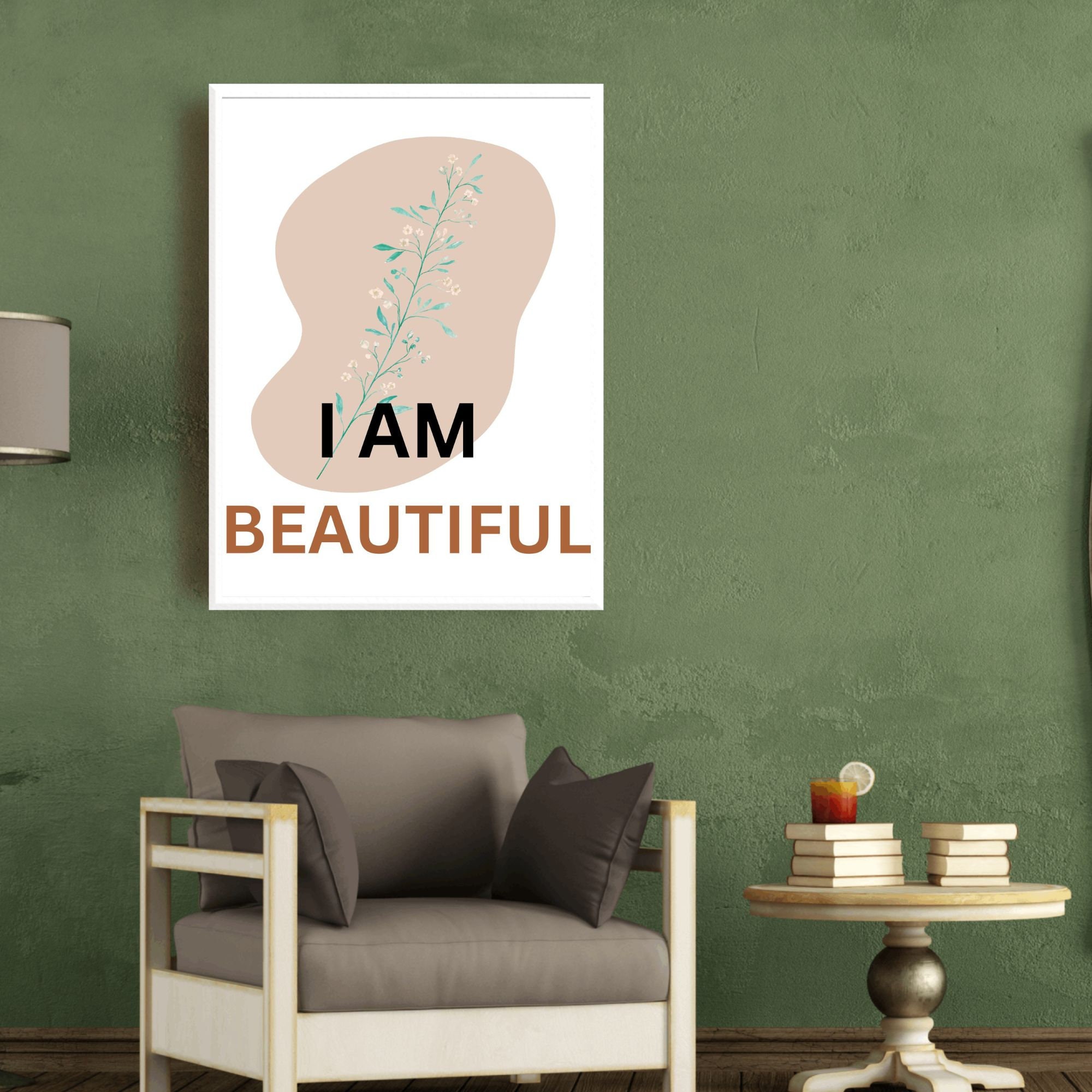 Positive Wall Art Affirmation, I Am Beautiful Wall Art, Wall Art ...