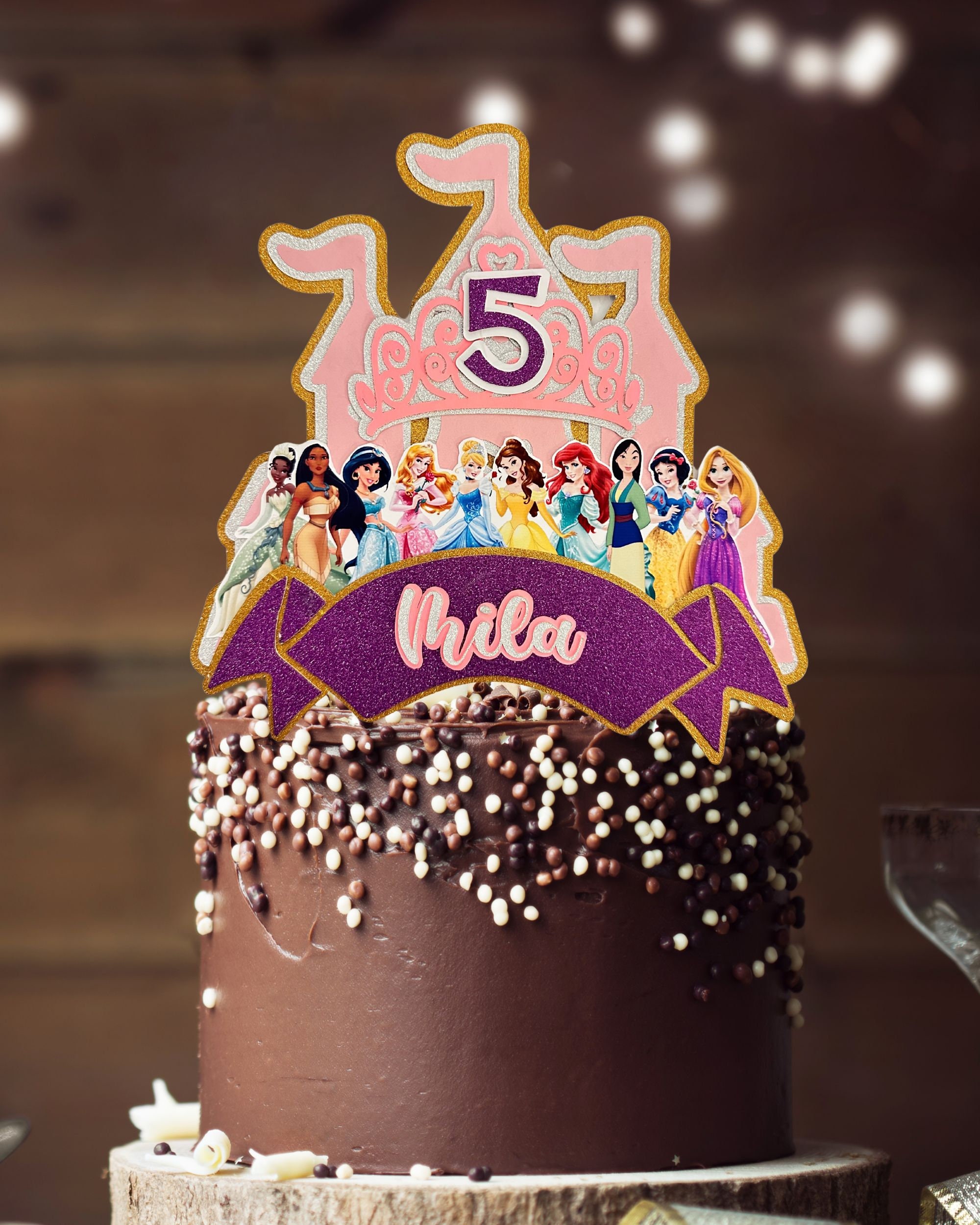 Princess Cake Topper, Disney Princess Cake Topper, Personalized Cake ...