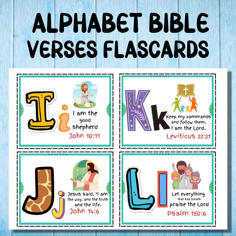 Alphabet Bible Verses Flashcards, Educational Flashcard, ABC Printable ...