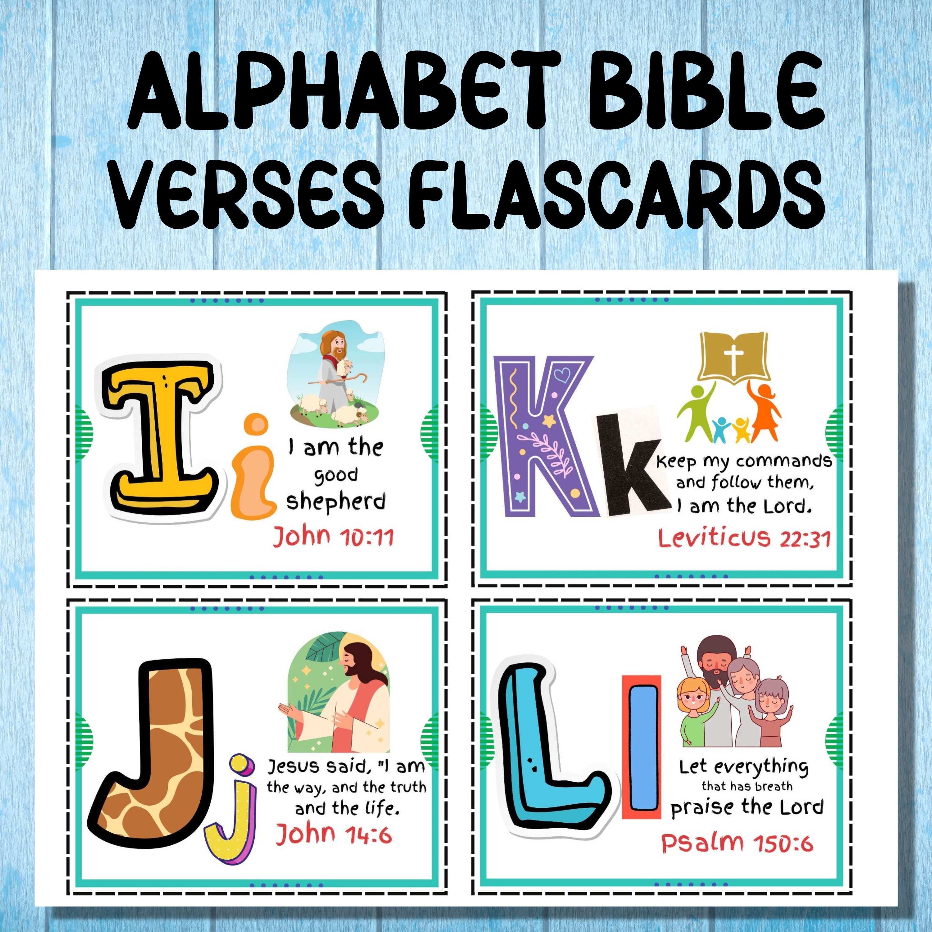 Alphabet Bible Verses Flashcards, Educational Flashcard, ABC Printable ...