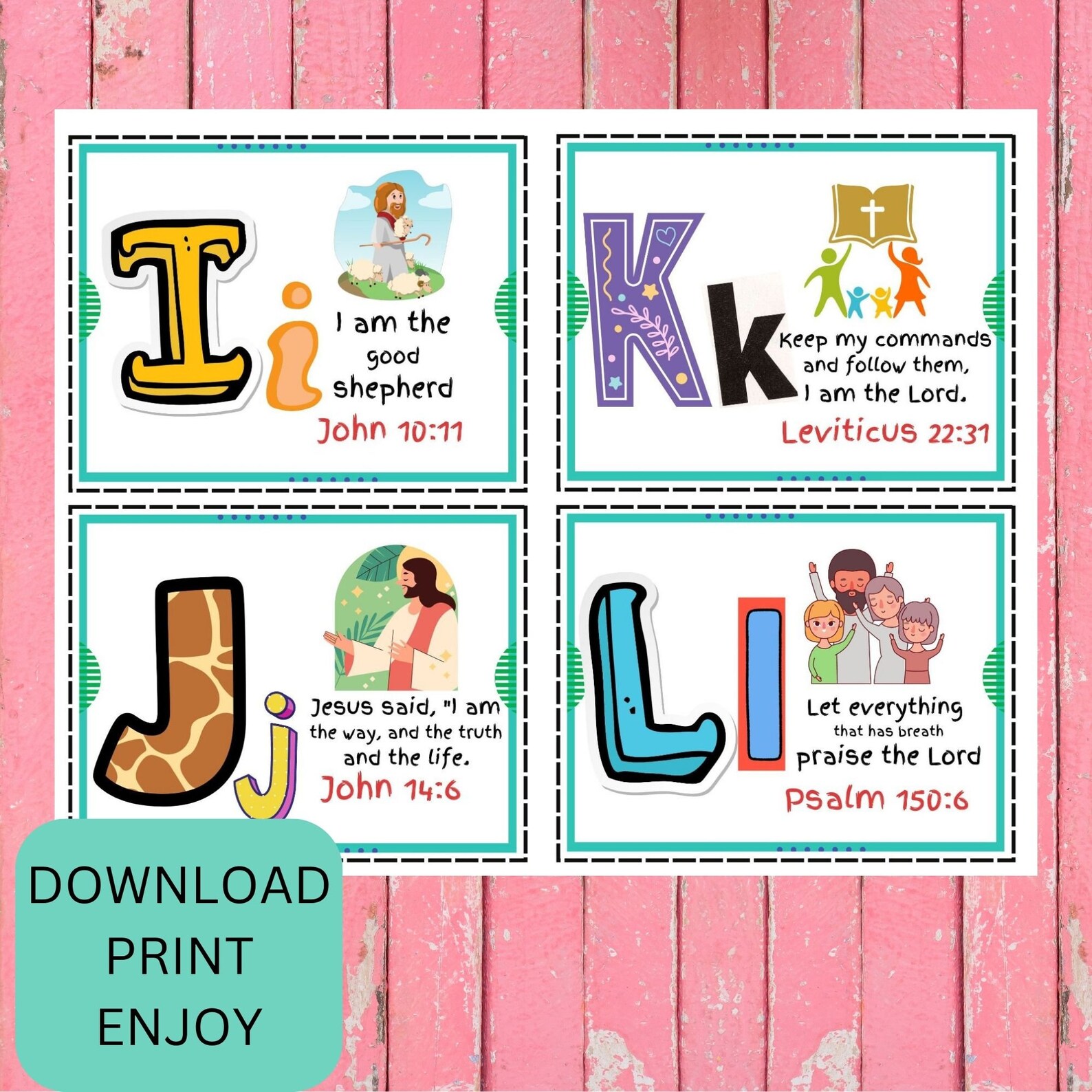 Alphabet Bible Verses Flashcards, Educational Flashcard, ABC Printable ...