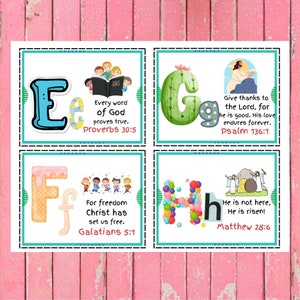 Alphabet Bible Verses Flashcards, Educational Flashcard, ABC Printable ...