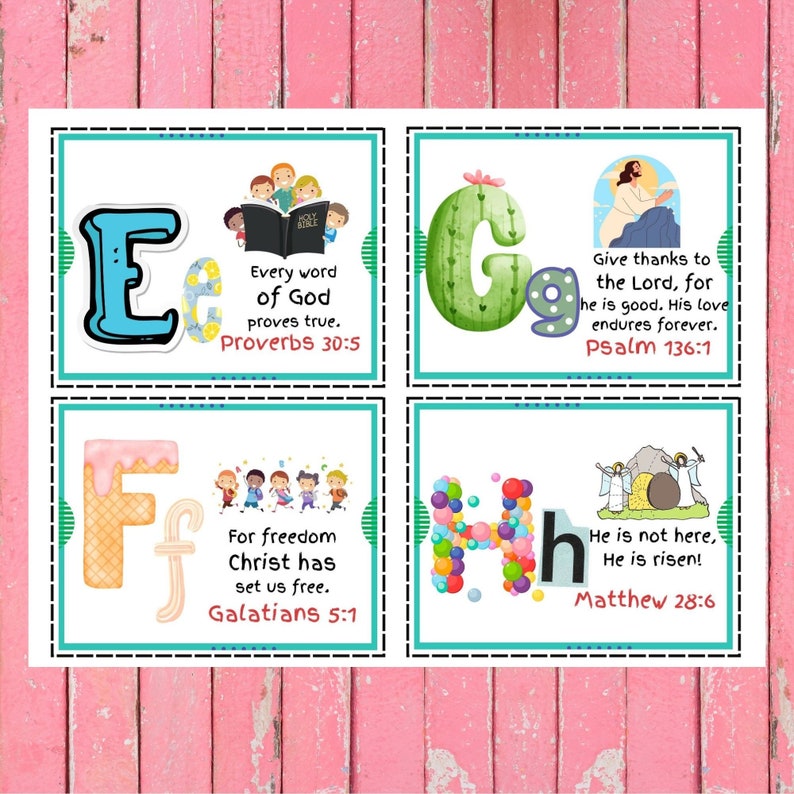 Alphabet Bible Verses Flashcards, Educational Flashcard, ABC Printable ...