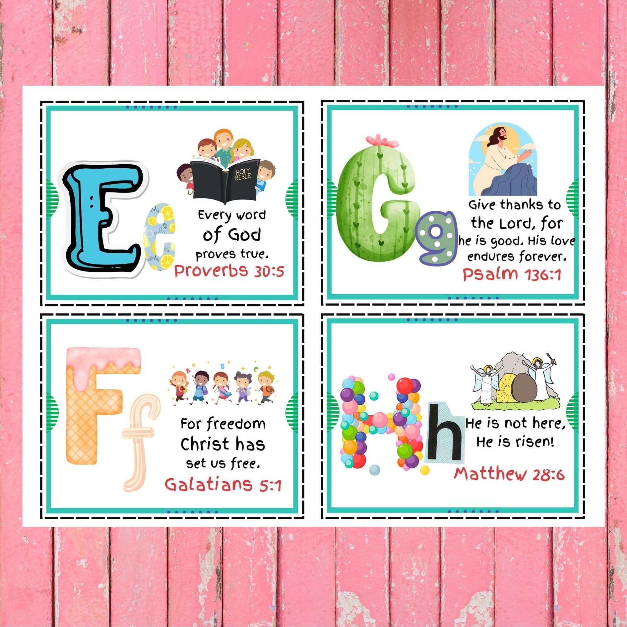 Alphabet Bible Verses Flashcards, Educational Flashcard, ABC Printable ...