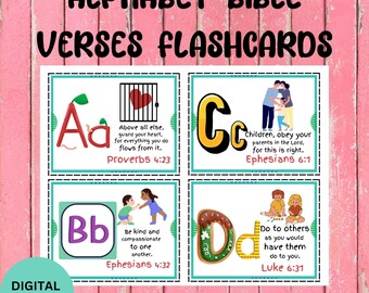 Alphabet Bible Verses Flashcards, Educational Flashcard, ABC Printable ...