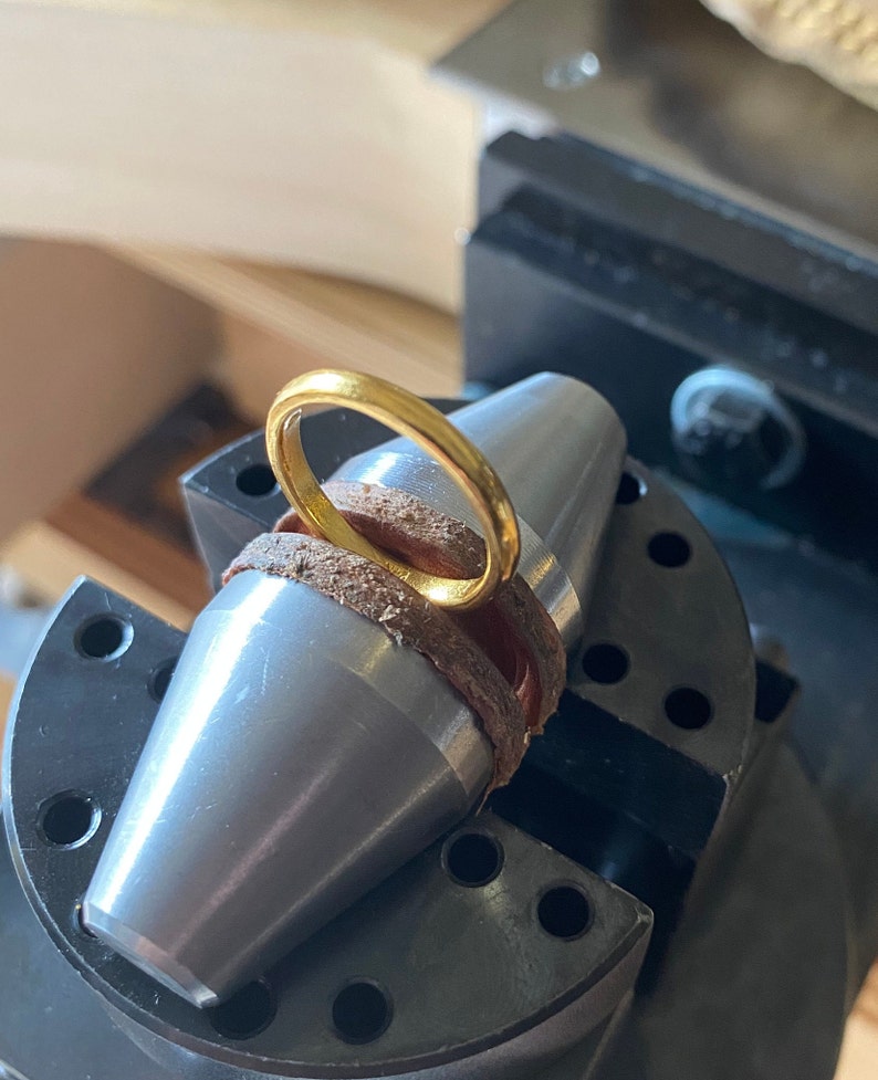 24K Pure Solid Gold Hand Forged Half Round Ring - Etsy