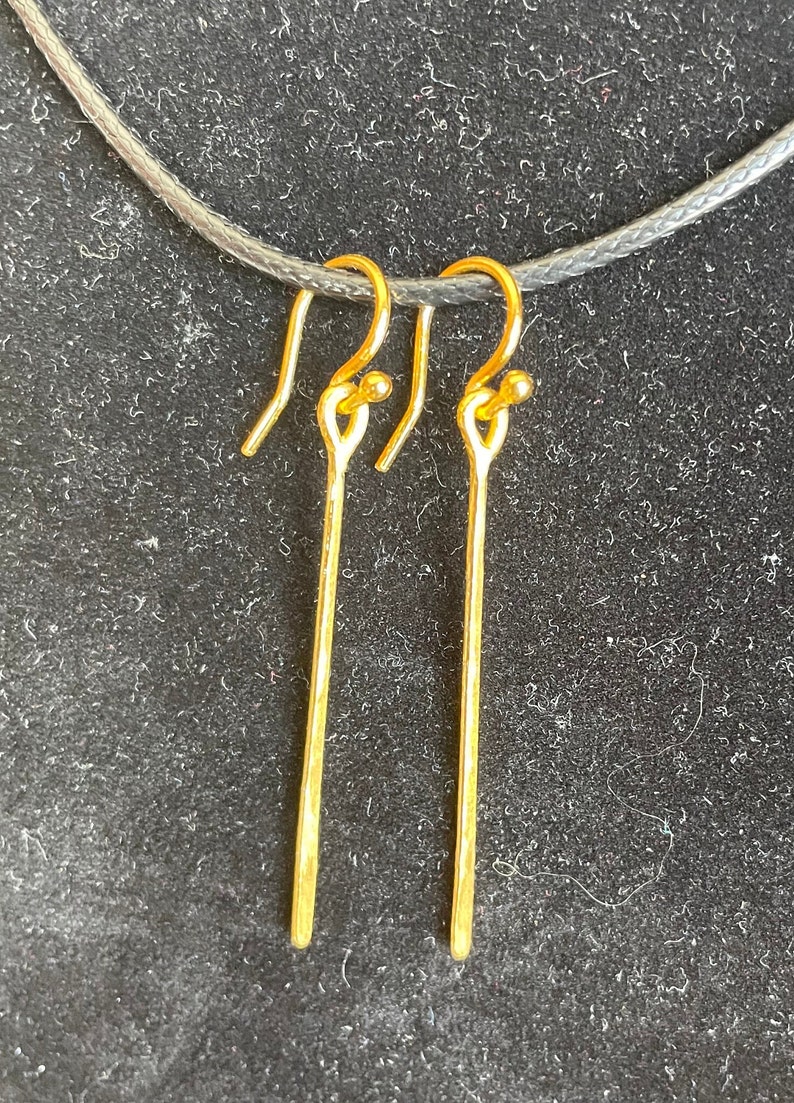 24K Straight Dangle Earring Set | Hand-forged | 99.99% High Purity ...