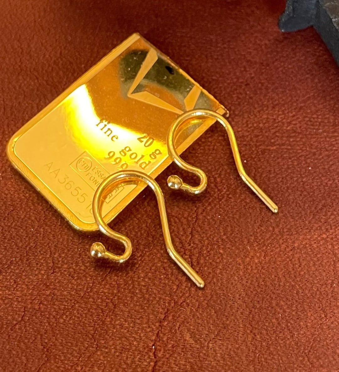 24K Pure Solid Gold Hand Forged Hook Earrings - Etsy