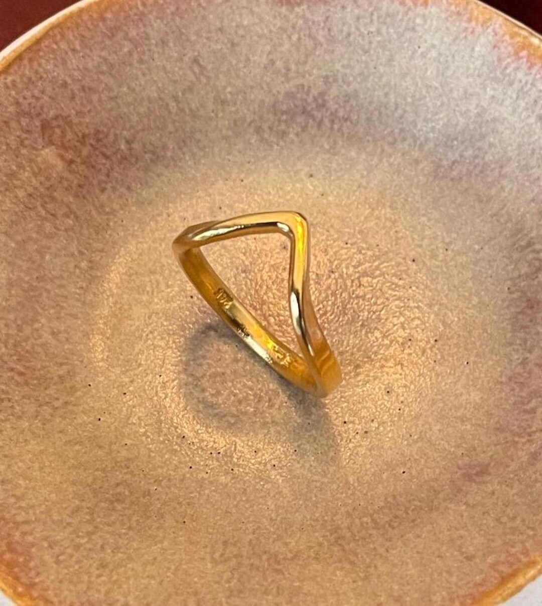 24K Pure Solid Gold Hand Forged Chevron A.k.a. Wishbone Ring_made TO ...