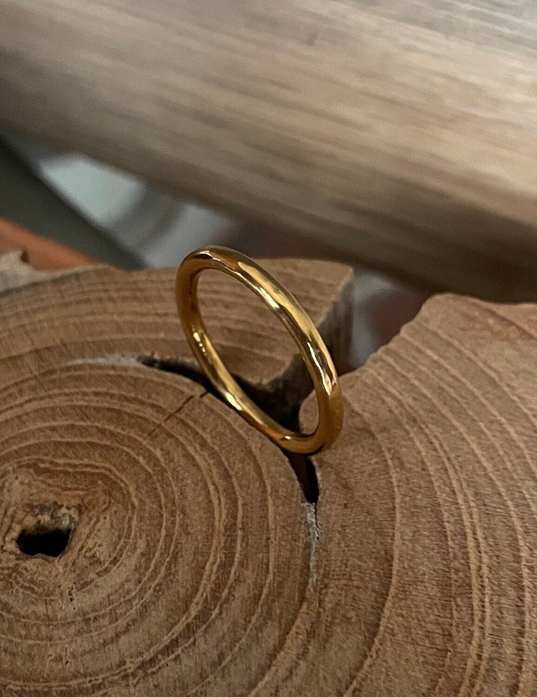 24K Pure Solid Gold Hand Forged 2mm Round Ring_made TO ORDER - Etsy