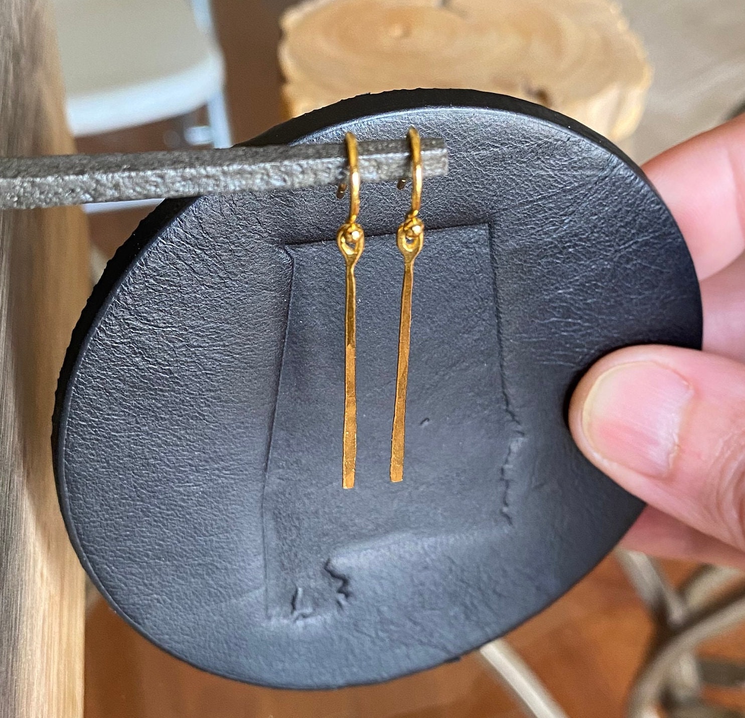 24K Straight Dangle Earring Set | Hand-forged | 99.99% High Purity ...