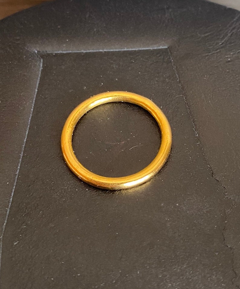 24K Pure Solid Gold Hand Forged 2mm Round Ring - Etsy