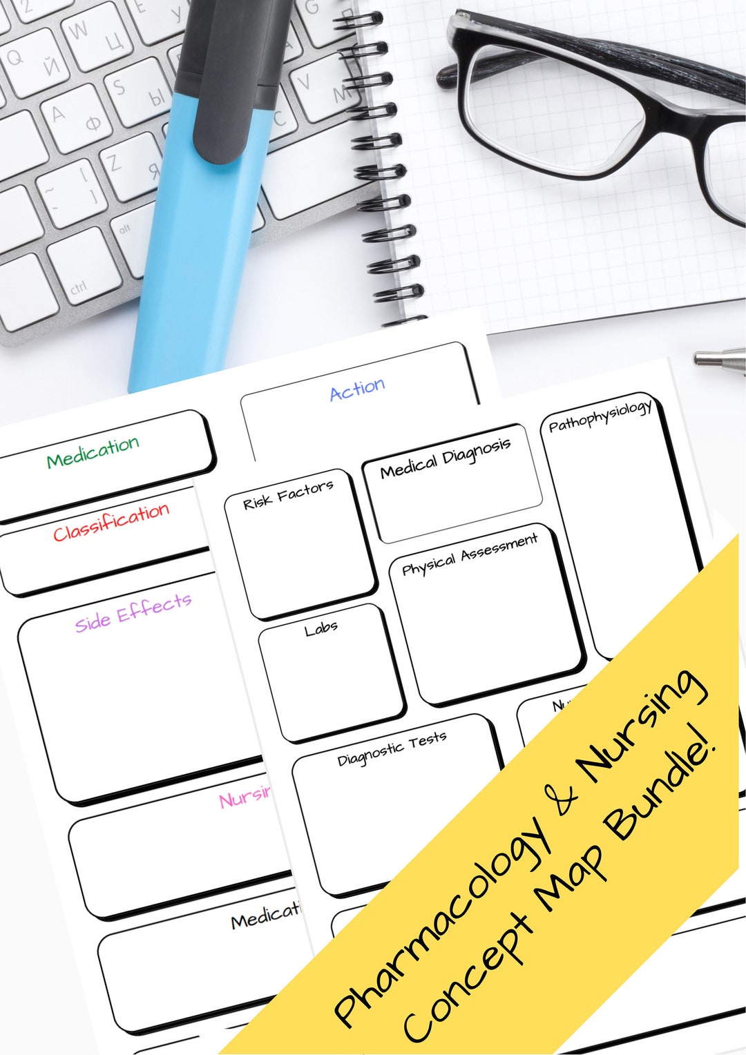 Bundle- Pharmacology and Nursing Concept Map - Etsy