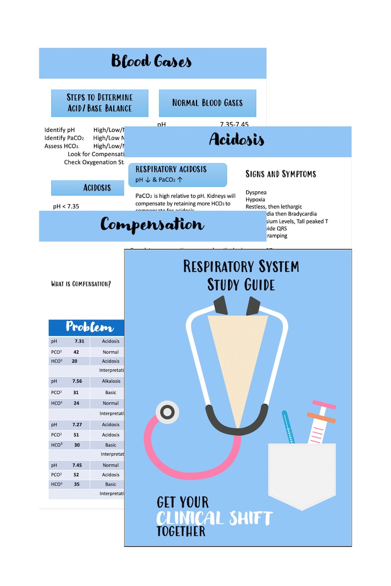Respiratory ABG and Blood Gas Study Guide - Etsy