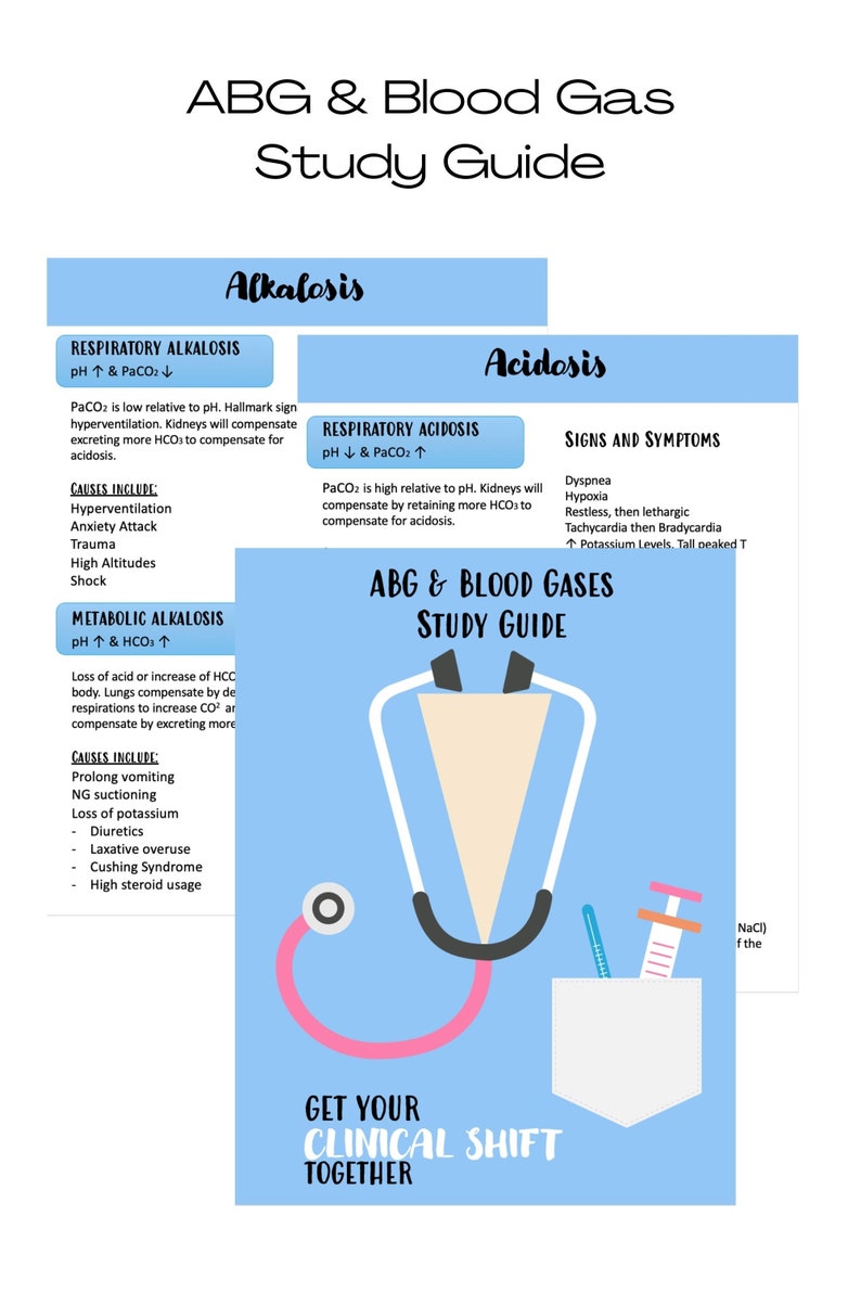 ABG and Blood Gas Study Guide - Etsy