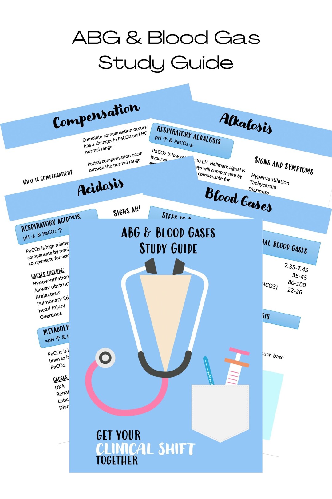 ABG and Blood Gas Study Guide - Etsy