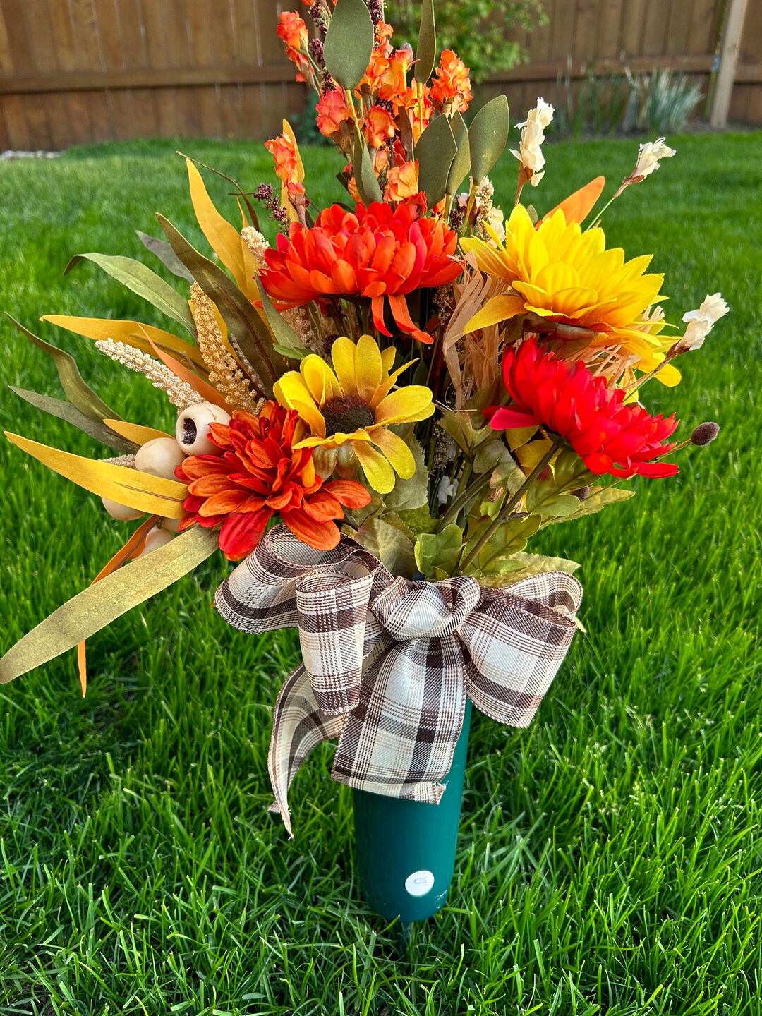Fall Cemetery Arrangement-005, Cemetery Flowers, Cemetery Fall Vase ...