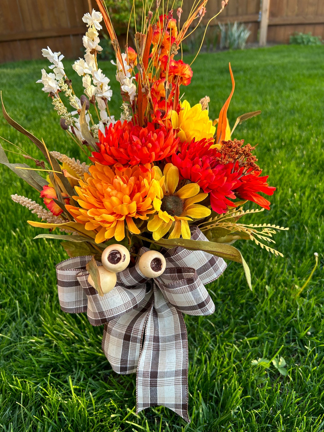 Fall Cemetery Arrangement 10, Cemetery Flowers, Cemetery Fall Vase ...