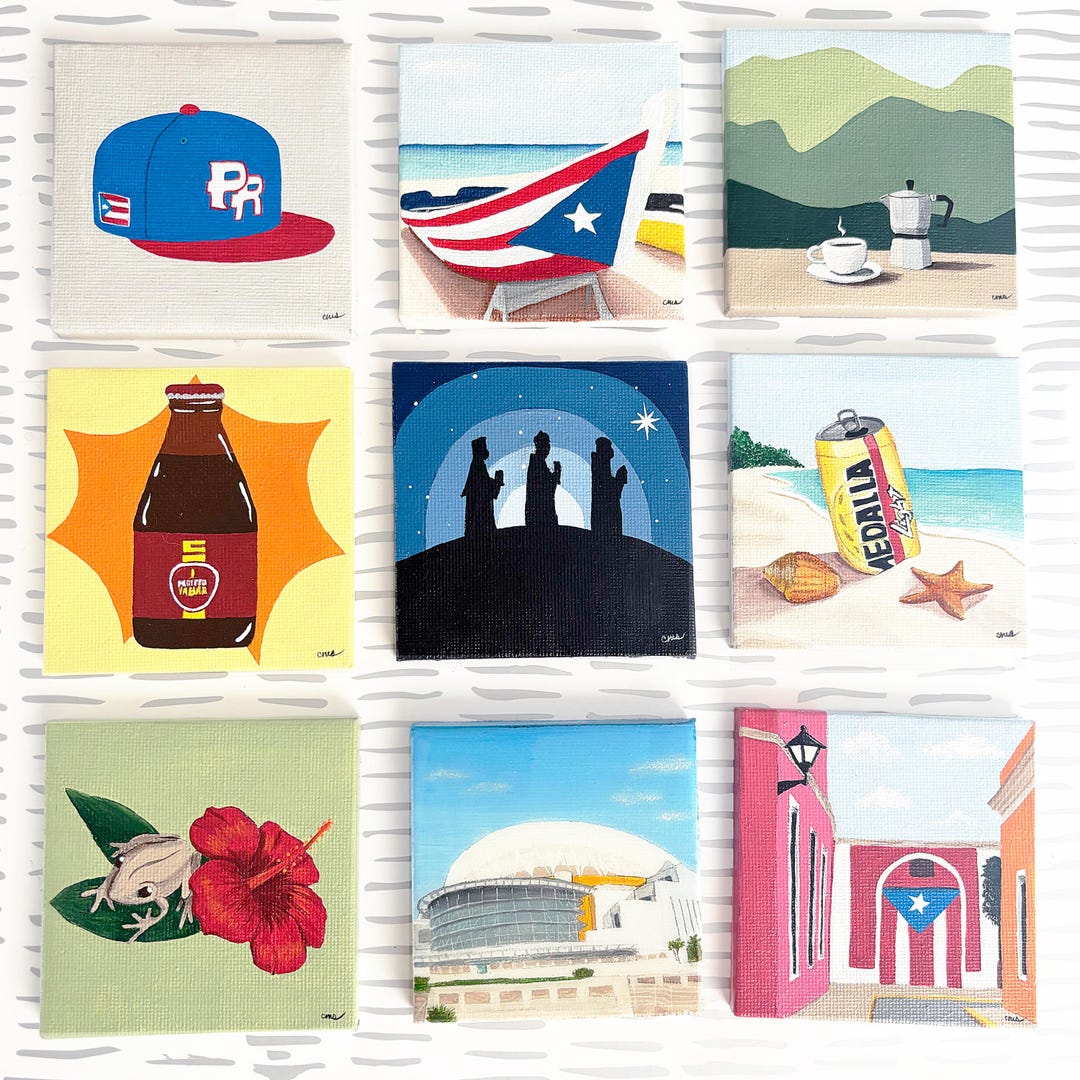 Puerto Rico Mini Canvas Paintings With Easel - Etsy