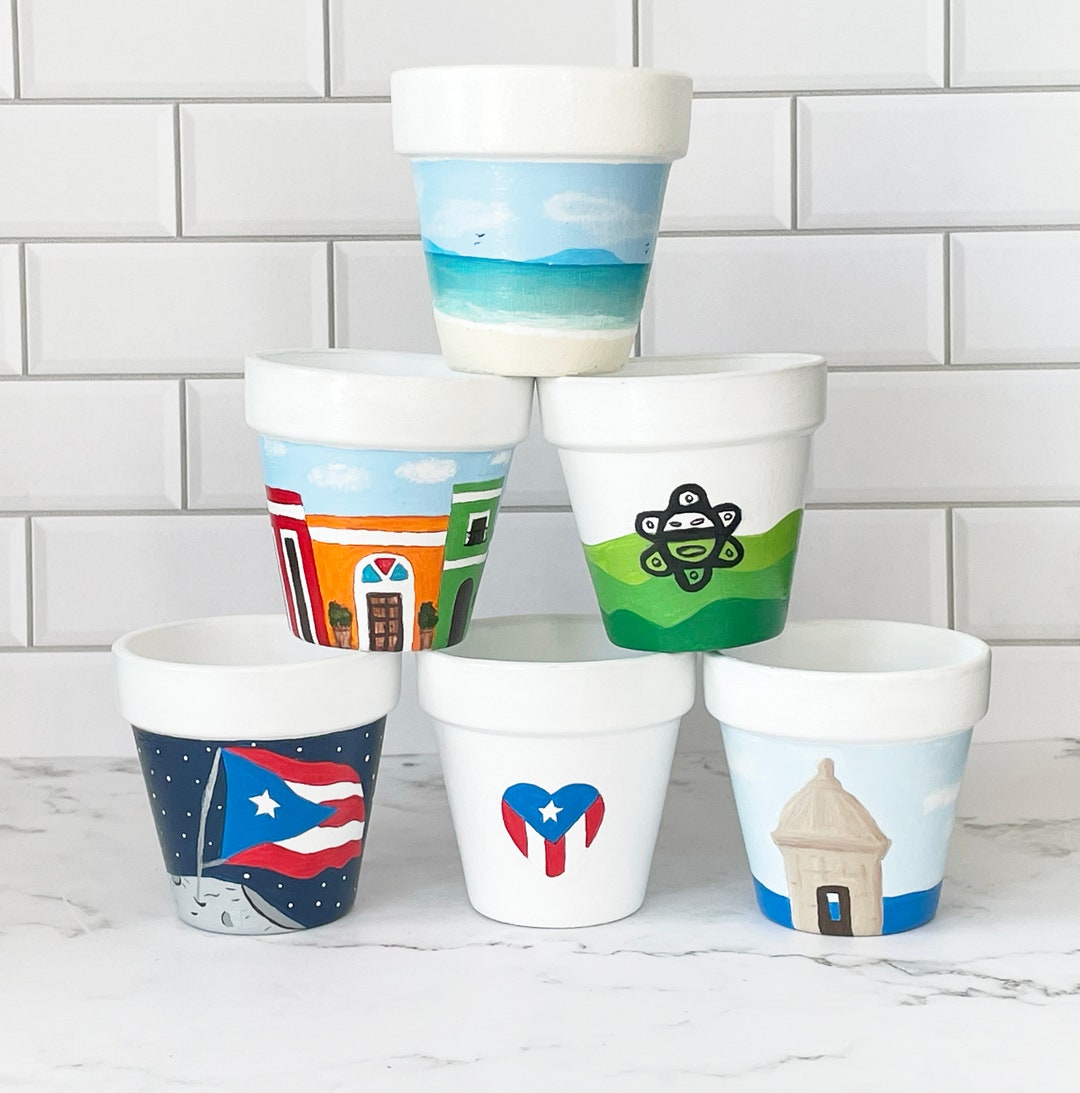 Hand-painted Terra Cotta Mini Pots Puerto Rico - Etsy