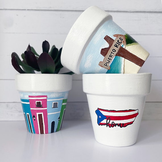 Hand-painted Terra Cotta Mini Pots Puerto Rico - Etsy