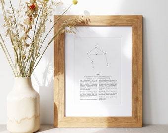 Zodiac Sign Map Libra Poster Zodiac Star Map Art Unique Gift - Etsy