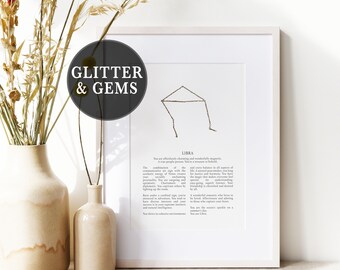 Zodiac Sign Map Libra Poster Zodiac Star Map Art Unique Gift - Etsy