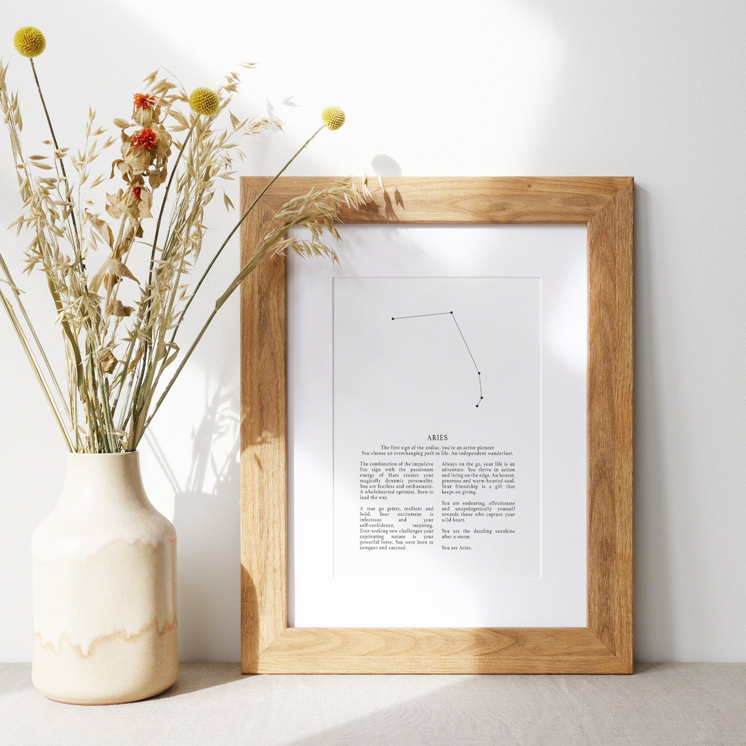 Aries Star Sign Print / Zodiac Wall Art / Constellation A5 & A4 Poster ...
