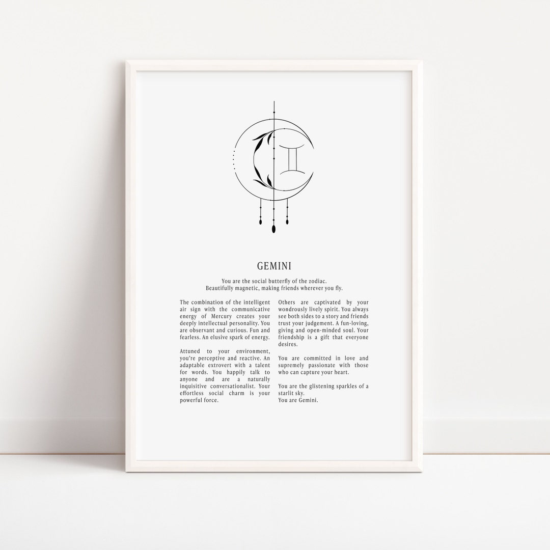 Gemini Zodiac Printable / Gemini Art Print / Digital Download Gemini ...